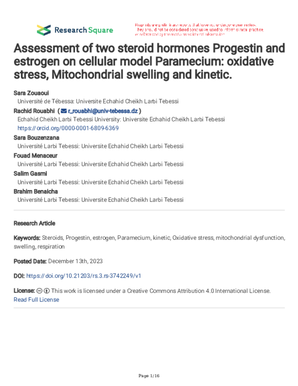 (PDF) Assessment of two steroid hormones Progestin and estrogen on ...
