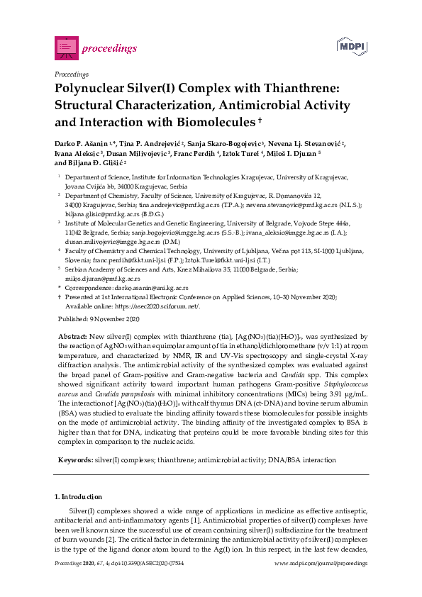(PDF) Polynuclear Silver(I) Complex with Thianthrene: Structural ...