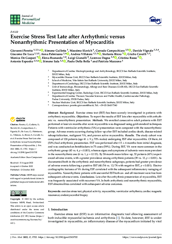 (PDF) Exercise Stress Test Late after Arrhythmic versus Nonarrhythmic ...