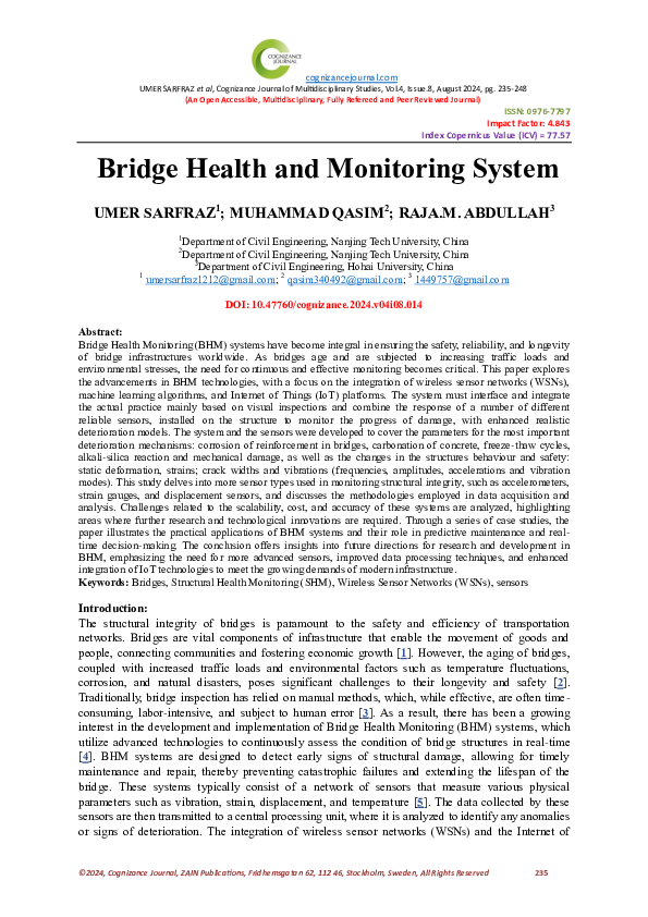 Pdf Bridge Health And Monitoring System