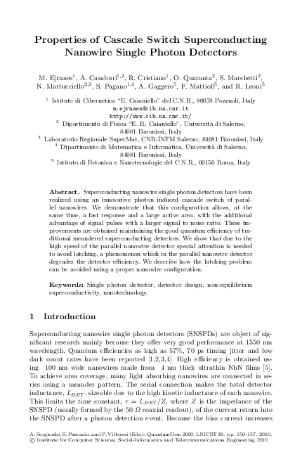 (PDF) Properties of Cascade Switch Superconducting Nanowire Single ...