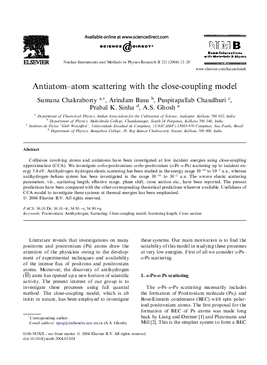 (PDF) Antiatom-Atom Scattering via Close-Coupling Model