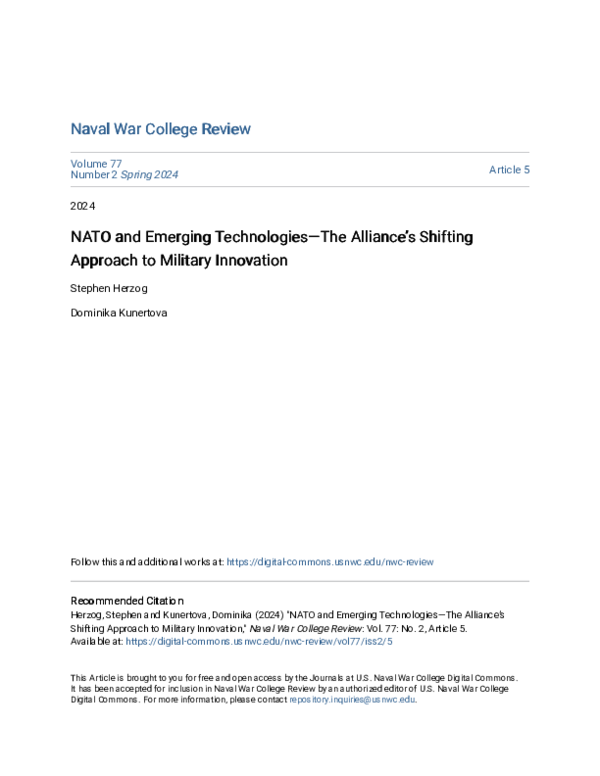 (PDF) NATO and Emerging Technologies—The Alliance’s Shifting Approach ...