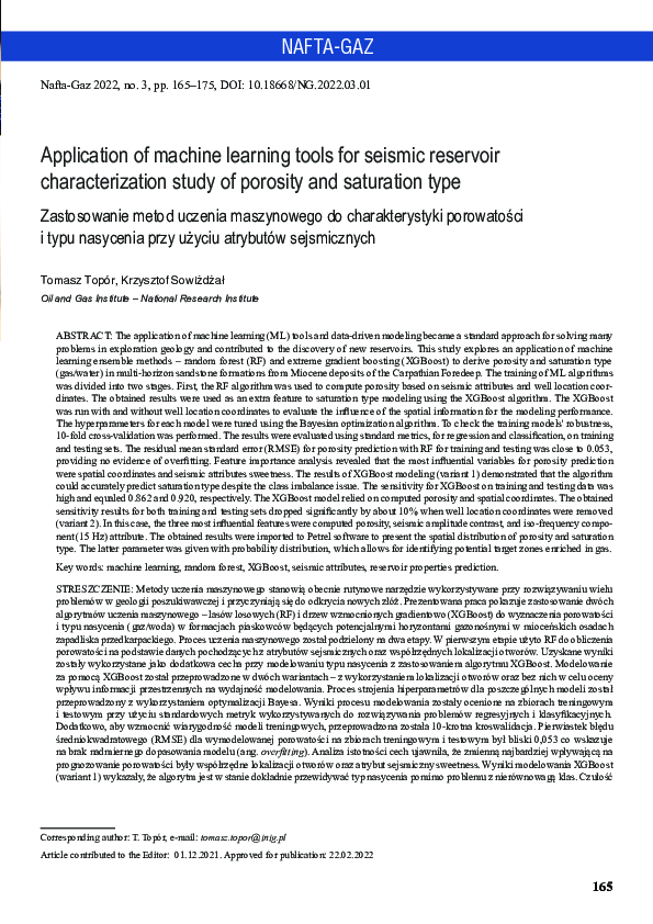 (PDF) Application of machine learning tools for seismic reservoir characterization study of ...