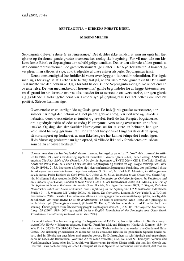 (PDF) Septuaginta – kirkens første bibel