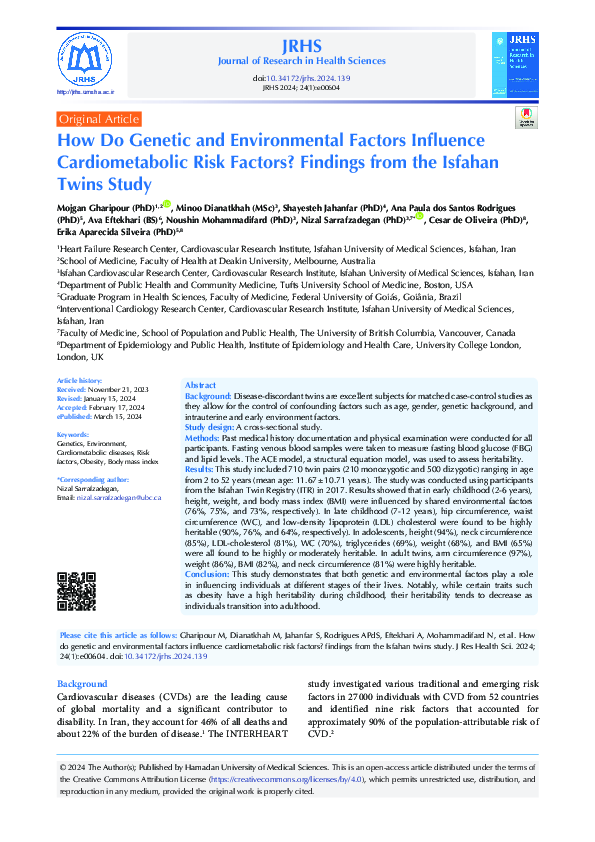 (PDF) How Do Genetic and Environmental Factors Influence Cardiometabolic Risk Factors? Findings ...