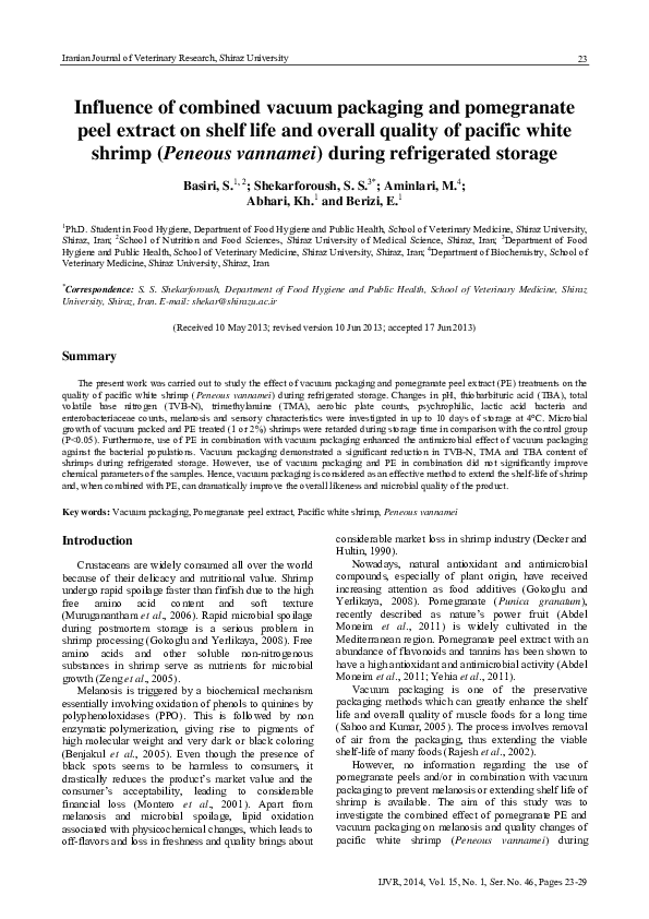(PDF) Influence of combined vacuum packaging and pomegranate peel ...