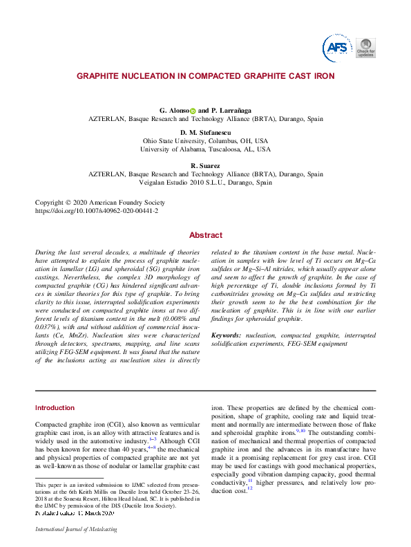 (PDF) Graphite Nucleation in Compacted Graphite Cast Iron