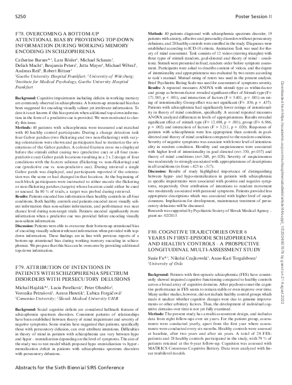 (PDF) F80. Cognitive Trajectories Over 6 Years in First-Episode ...