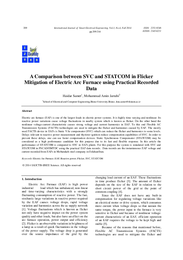 (PDF) A comparison between SVC and STATCOM in flicker mitigation of ...