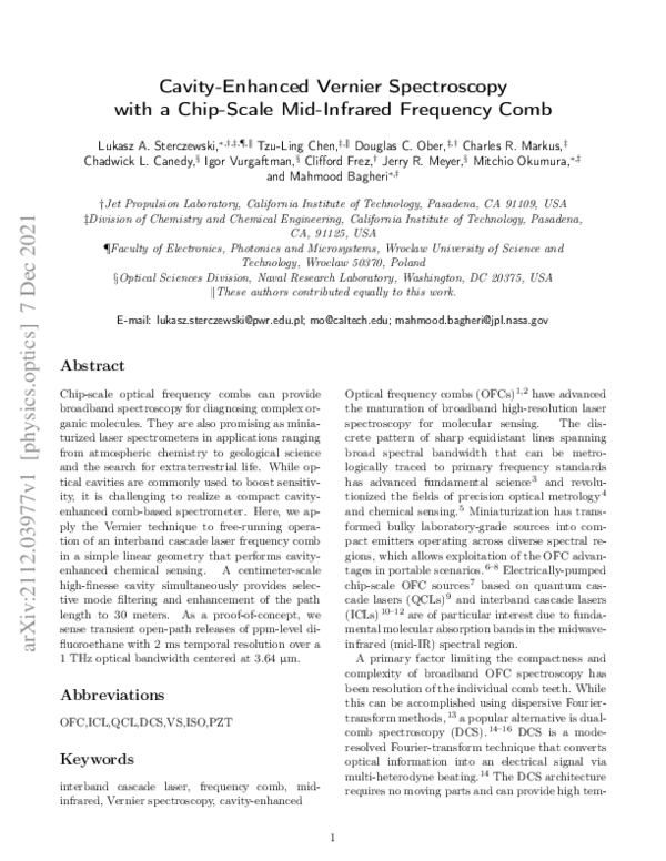 (PDF) Cavity-Enhanced Vernier Spectroscopy with a Chip-Scale Mid ...