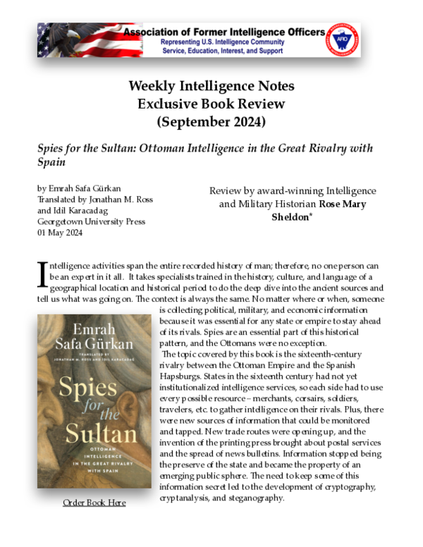 (PDF) Spies for the Sultan: Ottoman Intelligence in the Great Rivalry ...
