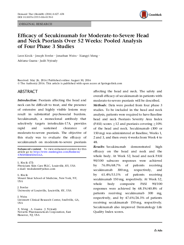 (PDF) Efficacy of Secukinumab for Moderate-to-Severe Head and Neck ...