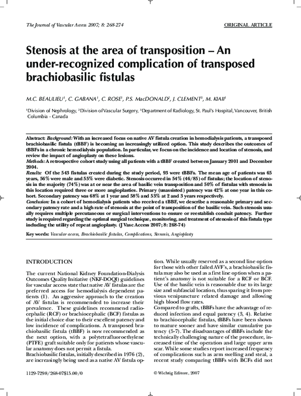 (PDF) Stenosis at the area of Transposition – An Under-Recognized ...
