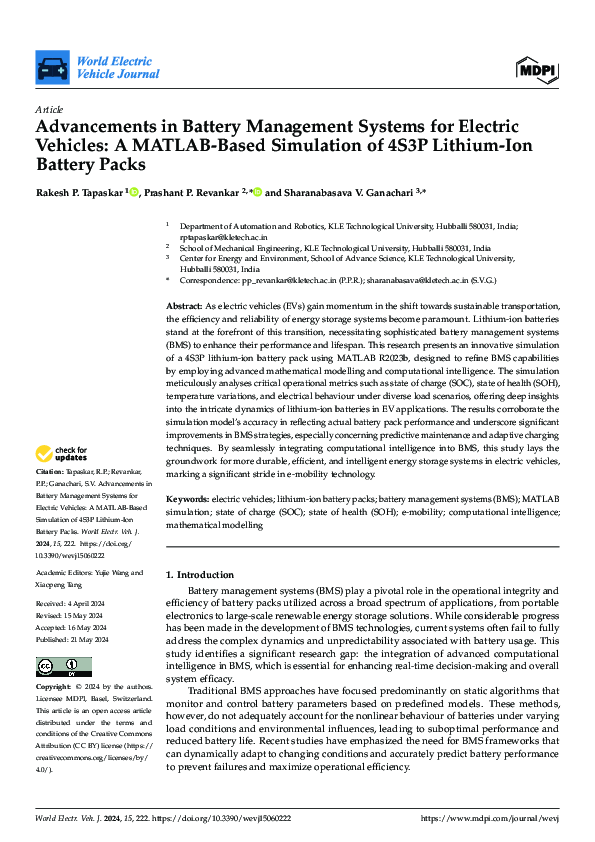 (PDF) Advancements in Battery Management Systems for Electric Vehicles ...