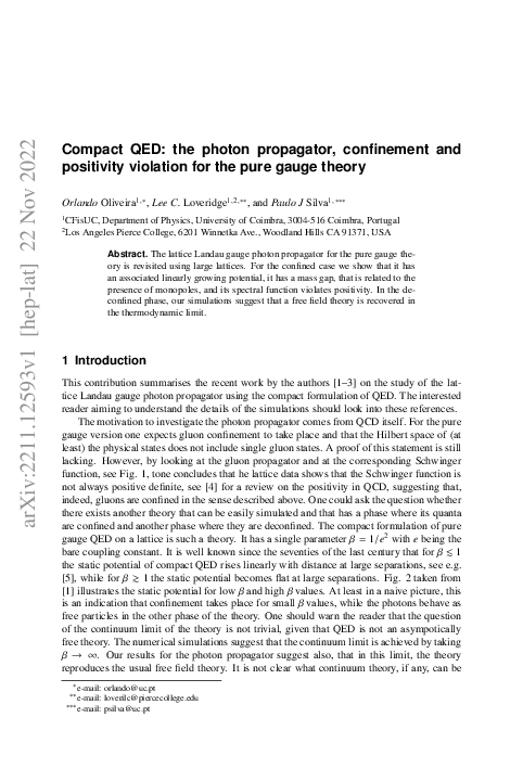 (PDF) Compact QED: the photon propagator, confinement and positivity ...