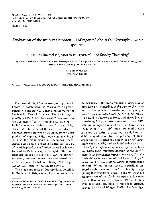 (PDF) Evaluation of the mutagenic potential of Tepezcohuite in the ...