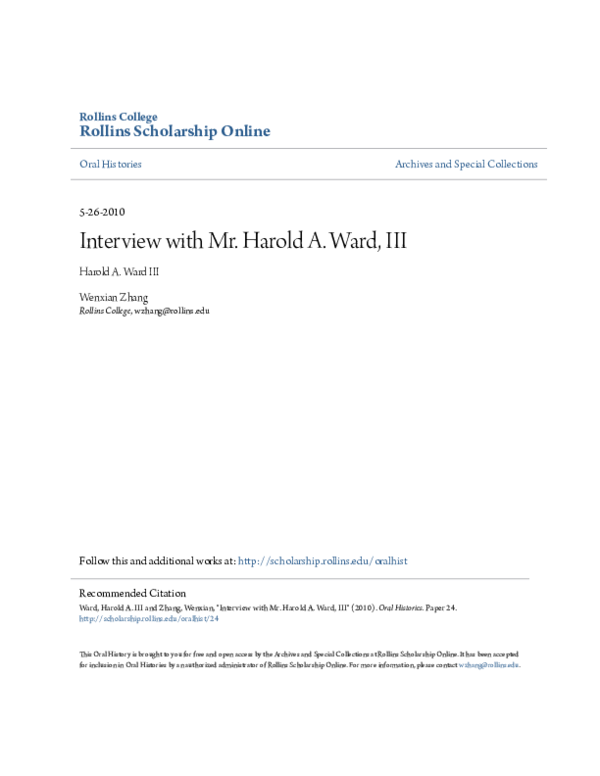 (PDF) Interview with Mr. Harold A. Ward, III
