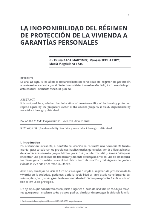 (PDF) La inoponibilidad del régimen de protección de la vivienda a ...