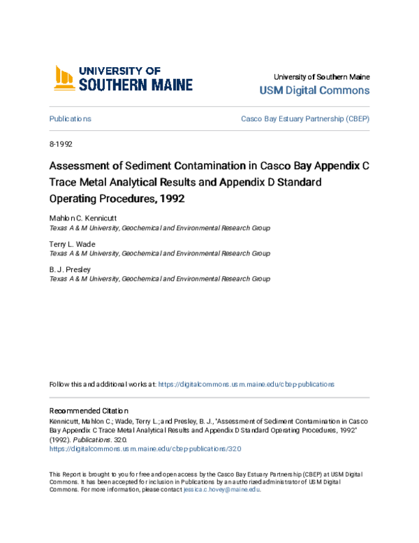 (PDF) Assessment of Sediment Contamination in Casco Bay Appendix C Trace Metal Analytical ...