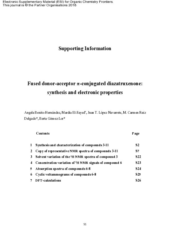 (PDF) Fused donor–acceptor π-conjugated diazatruxenones: synthesis and electronic properties