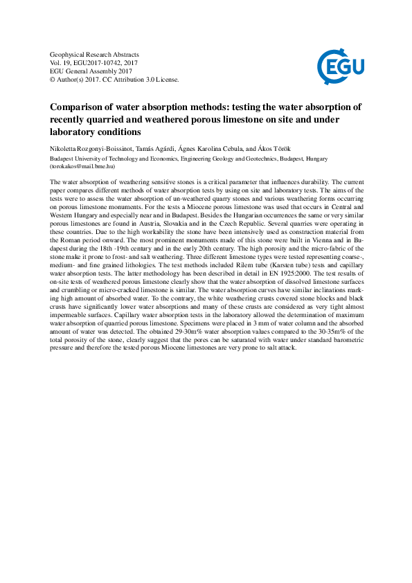 (PDF) Comparison of water absorption methods: testing the water ...