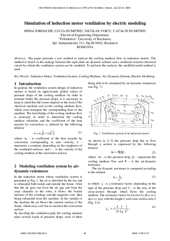 (PDF) Simulation of induction motor ventilation by electric modeling