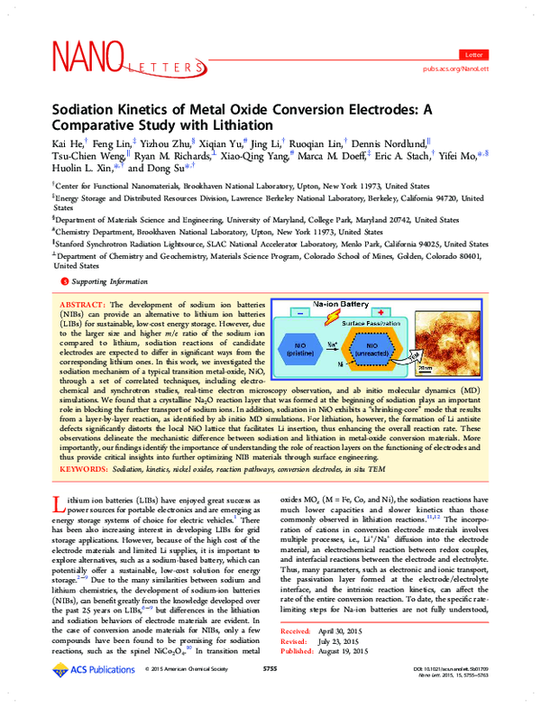 (PDF) Sodiation Kinetics of Metal Oxide Conversion Electrodes: A ...