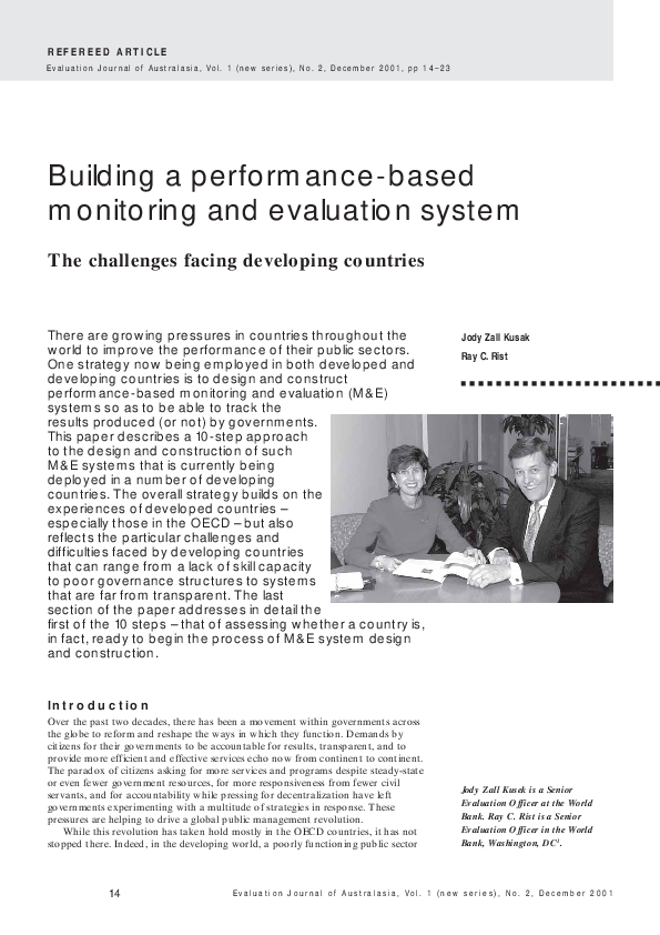 (PDF) Building a performance-based monitoring and evaluation system: The challenges facing ...