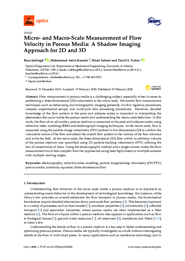 (PDF) Micro- and Macro-Scale Measurement of Flow Velocity in Porous ...