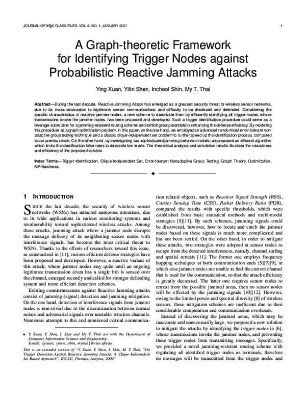A Graph-theoretic Framework for Identifying Trigger Nodes against Probabilistic Reactive Jamming ...