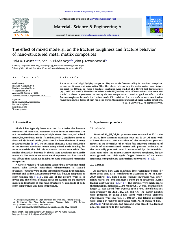 (PDF) The effect of mixed mode I/II on the fracture toughness and ...
