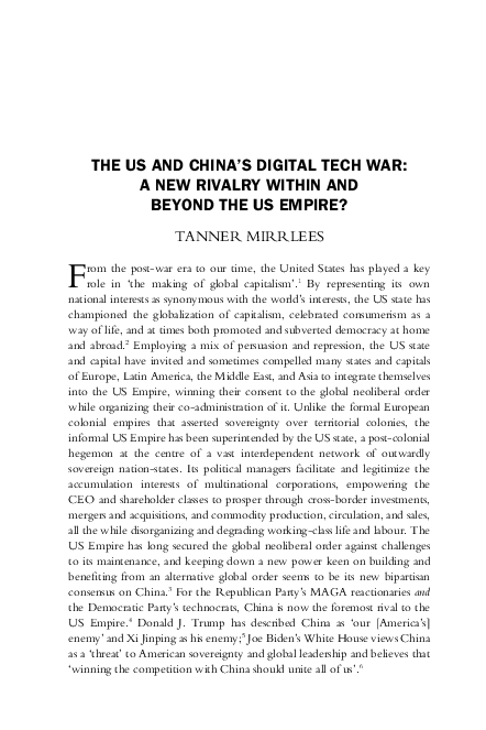 (PDF) The US and China's Digital Tech War: A New Rivalry Within and ...