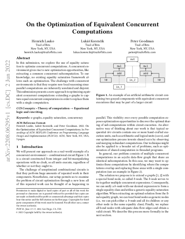 (PDF) On the Optimization of Equivalent Concurrent Computations | Henrich Lauko - Academia.edu