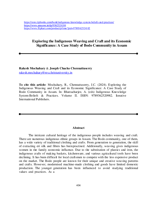 (PDF) Exploring the Indigenous Weaving and Craft and its Economic ...