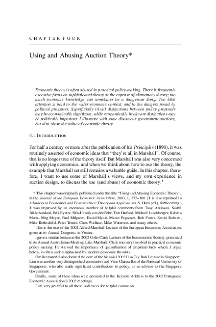 (PDF) Using and Abusing Auction Theory