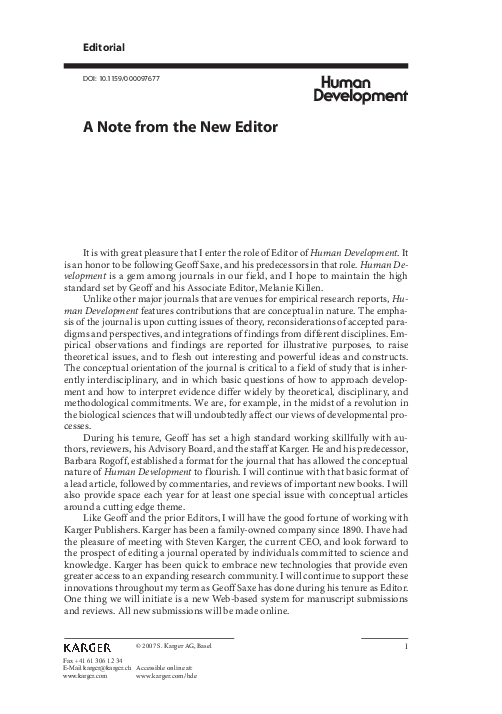 (PDF) Editorial / A Note from the New Editor | Andrea Disessa ...
