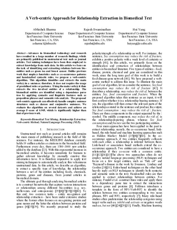 (PDF) A Verb-Centric Approach for Relationship Extraction in Biomedical ...
