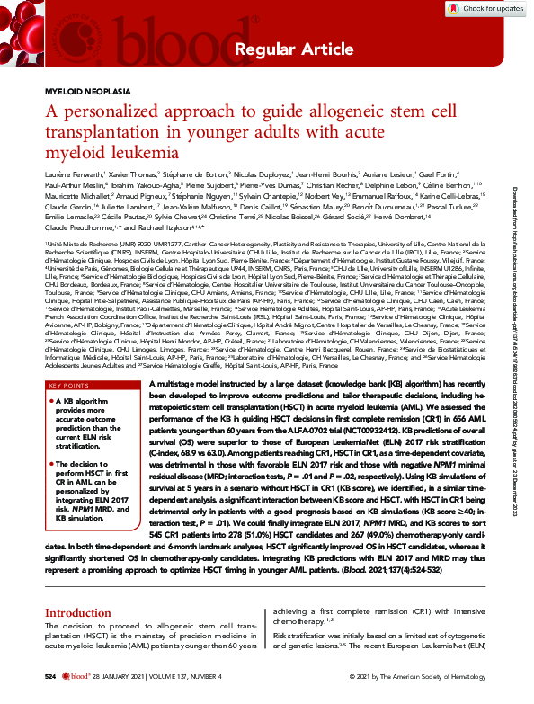 (PDF) A personalized approach to guide allogeneic stem cell ...