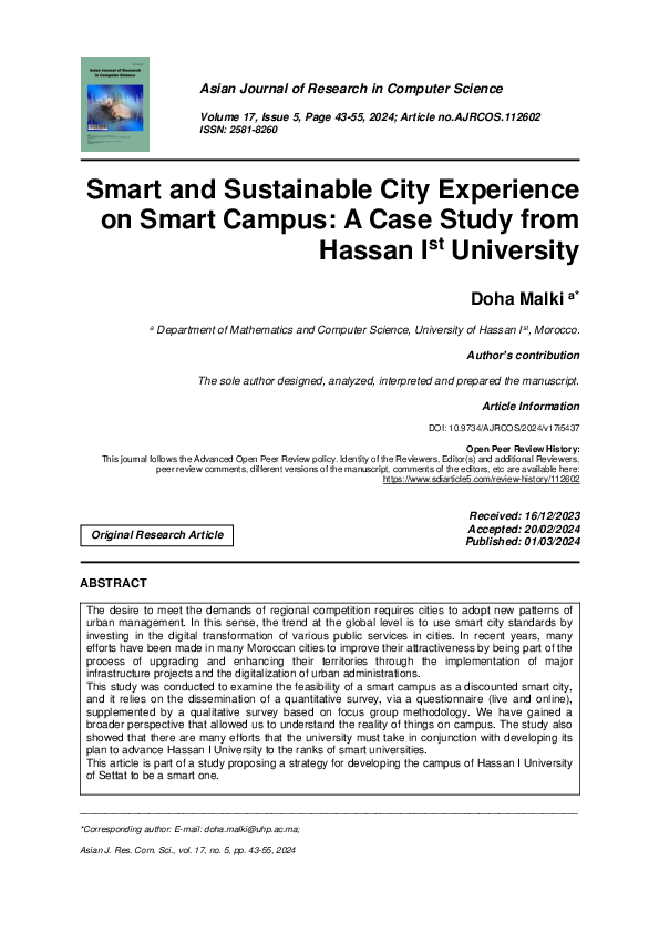 (PDF) Smart and Sustainable City Experience on Smart Campus: A Case ...