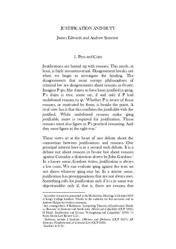 (PDF) Justification and Duty