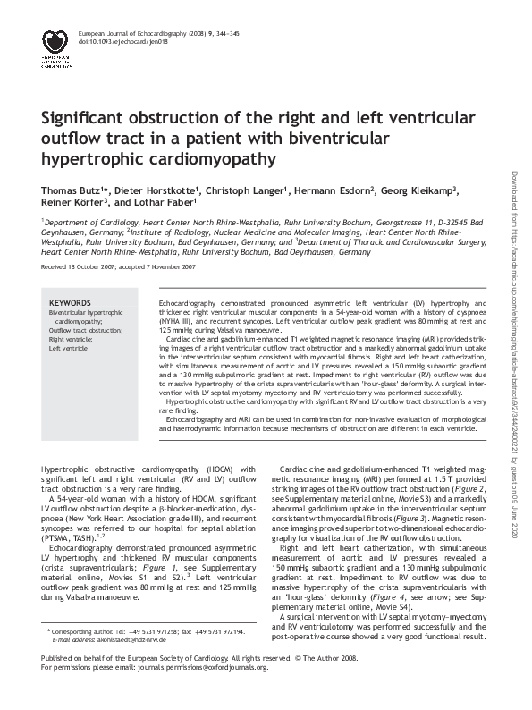 (PDF) Significant obstruction of the right and left ventricular outflow ...