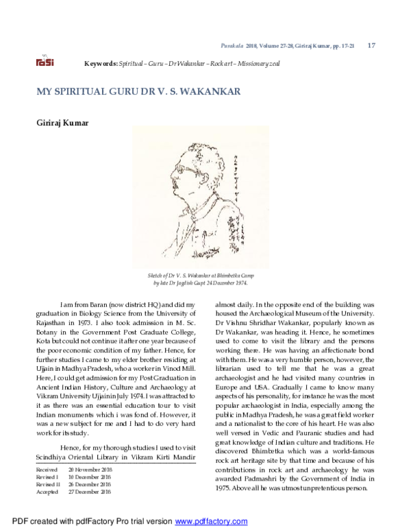 (PDF) MY SPIRITUAL GURU DR V. S. WAKANKAR