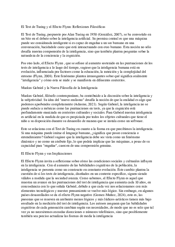 (PDF) El Test de Turing y el Efecto Flynn: Reflexiones Filosóficas