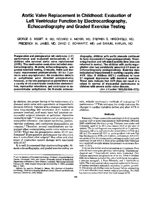 (PDF) Aortic valve replacement in childhood: Evaluation of left ventricular function by ...