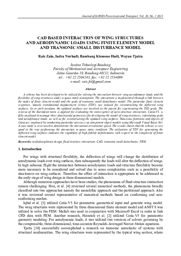 (PDF) Cad Based Interaction of Wing Structures and Aerodynamic Loads ...