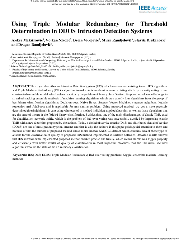 (PDF) Using Triple Modular Redundancy for Threshold Determination in ...