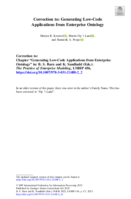 (PDF) Correction to: Generating Low-Code Applications from Enterprise Ontology