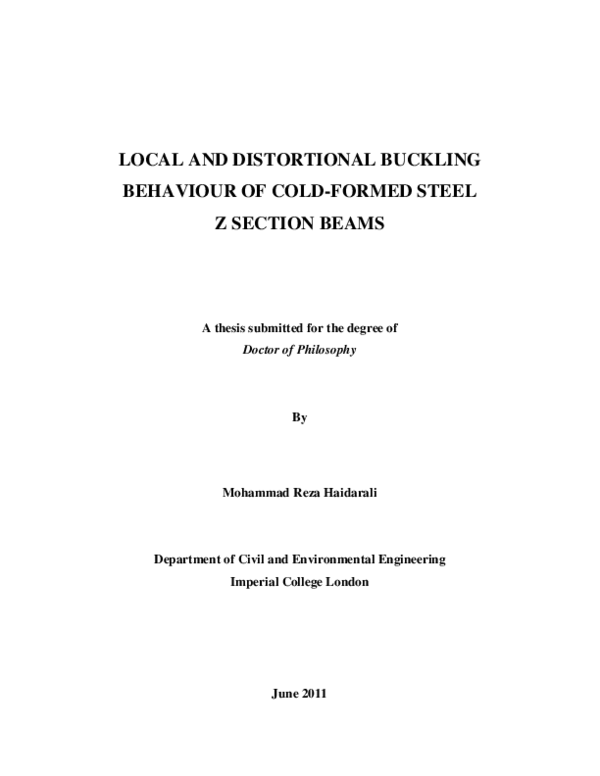 (PDF) Local and distortional buckling behaviour of cold-formed steel Z ...