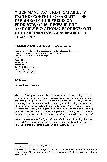 (PDF) When Manufacturing Capability Exceeds Control Capability: The ...